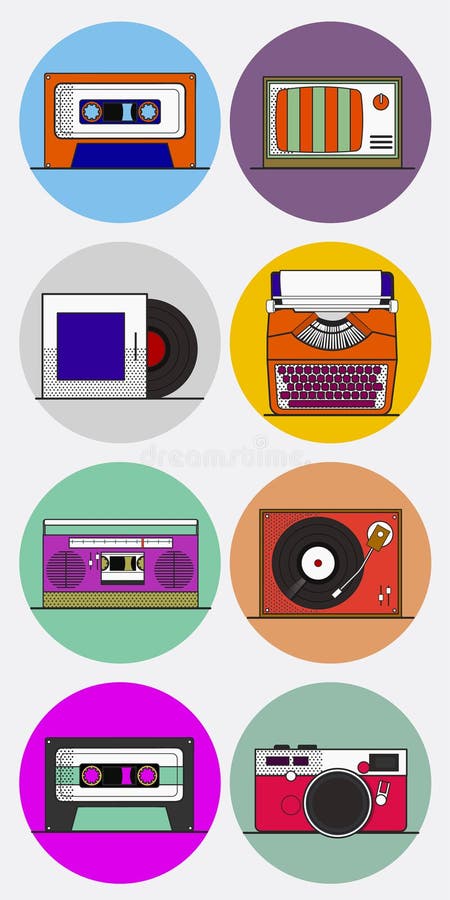Illustration Set of Retro Entertainment Stuff Vector Stock Vector ...