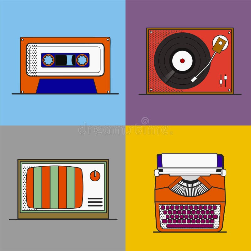 Illustration Set of Retro Stuff Vector Stock Vector - Illustration of ...