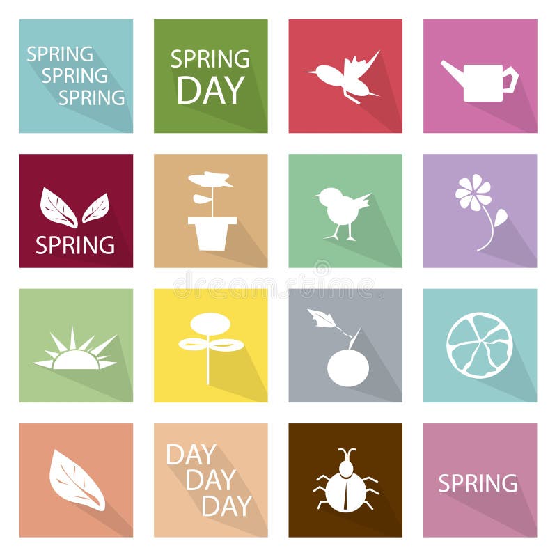 Illustration Set of 16 Spring Season Icon Stock Vector - Illustration ...