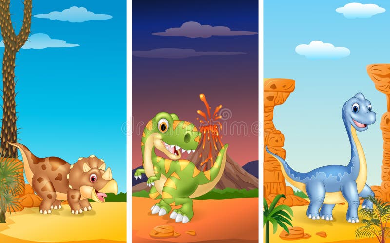 Three Dinosaurs - Tyrannosaurus Rex. Stock Illustration - Illustration ...
