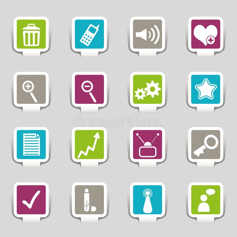 Illustration of a Set of Web Icons on Grey Background Stock ...