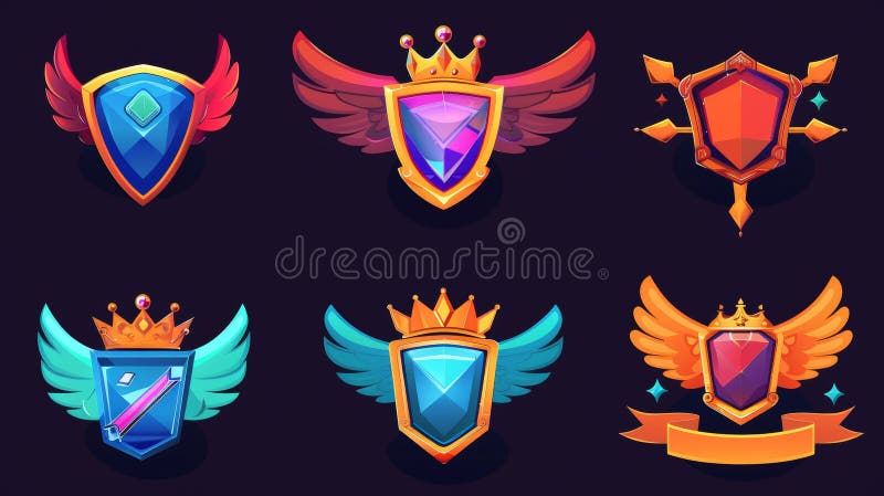 An Illustration Set of Win and Fail Game UI Badges. Successful and ...