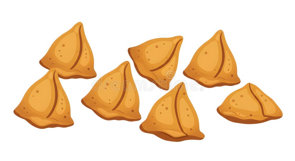 Cartoon Samosas Isolated on White Stock Illustration - Illustration of ...