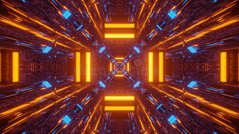 Illustration of Several Golden and Blue Lights in Motion Flowing into ...