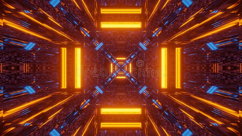 Illustration of Several Golden and Blue Lights in Motion Flowing into ...