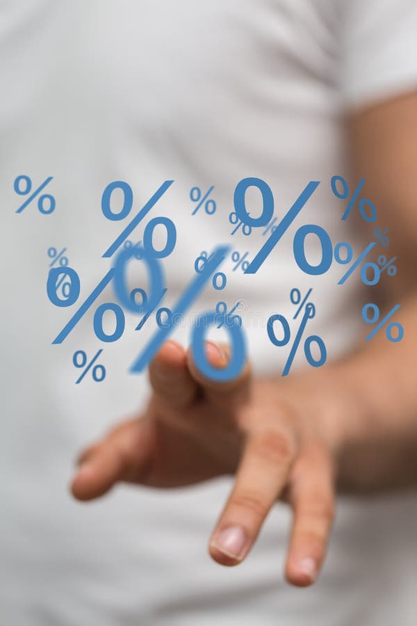 Illustration of Several Percentage Signs Over Someone S Hand Stock ...