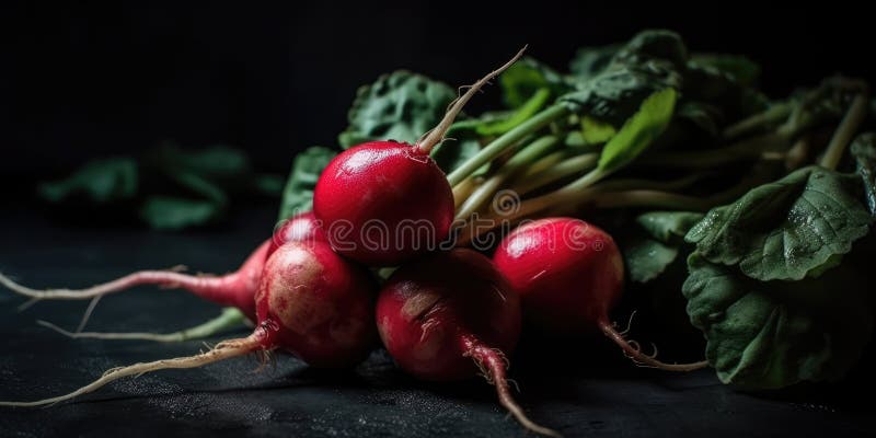 Radish Vegetables on a Dark Background Stock Illustration ...