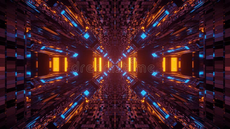 Illustration of Several Yellow and Blue Lights in Motion Flowing into ...