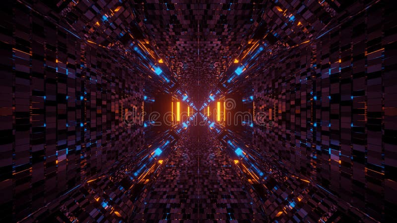 Illustration of Several Yellow and Blue Lights in Motion Flowing into ...