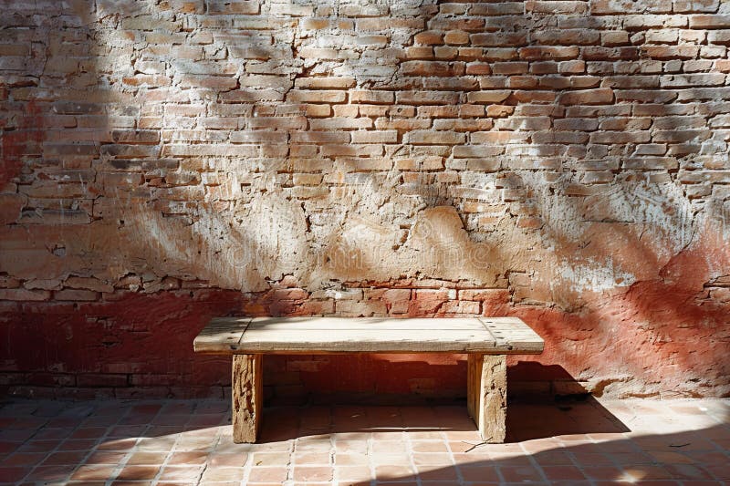 Illustration of Shadow on the Brick Wall and Bench in the Room Photo ...