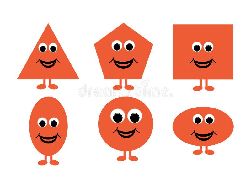 Illustration of Shapes with a Happy Cartoon Face, Great for Kids Stock ...