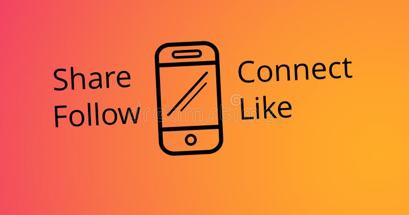 Illustration of Follow Us Text with Megaphone and Heart Shape Icons ...