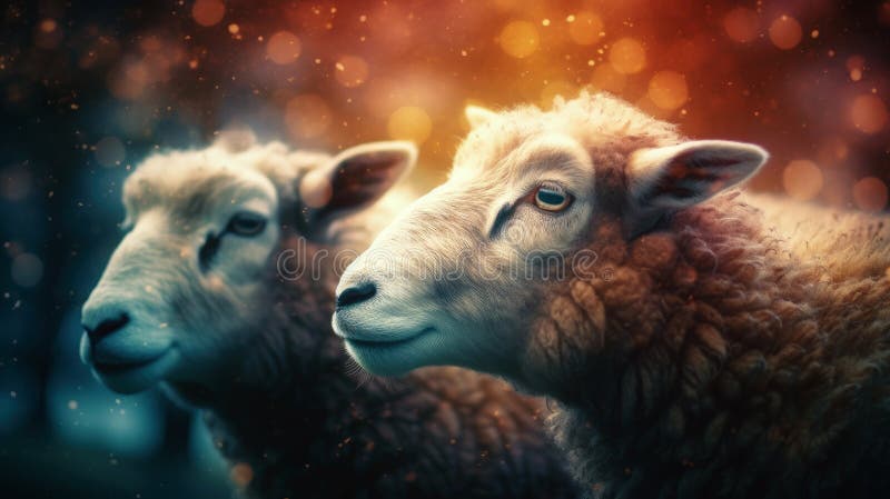 Illustration Sheep on Abstract Background, Generative Ai. Stock ...