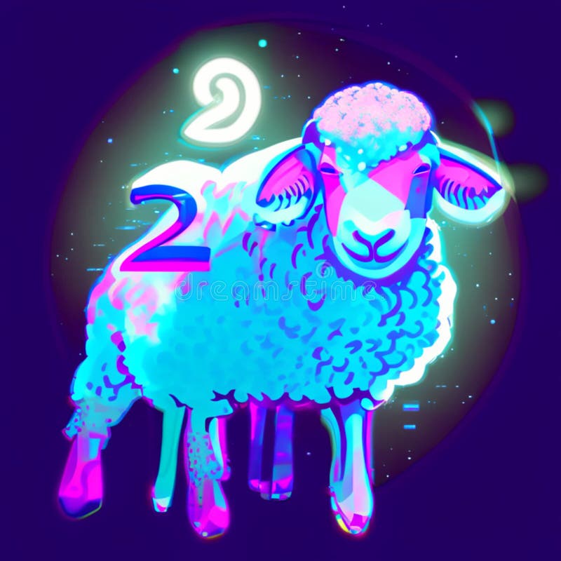 Illustration of a Sheep on a Blue Background with the Numbers 2022 ...