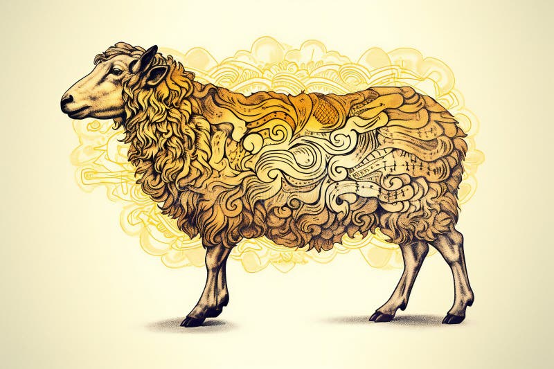 Sheep in the Form of a Mandala Stock Photo - Image of sketch ...