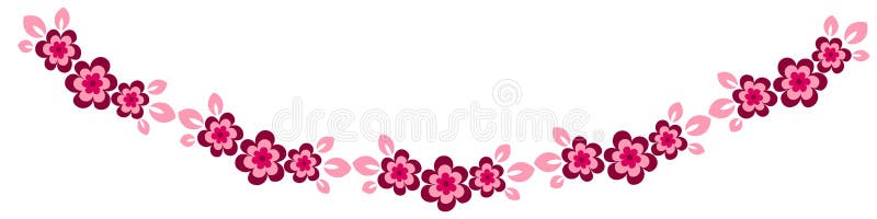 Illustration on a Sheet of 4x1 Format - Stylized Flowers with Leaves ...