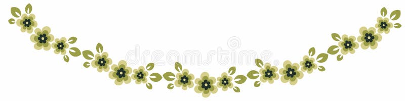 Illustration on a Sheet of 4x1 Format - Stylized Flowers with Leaves ...