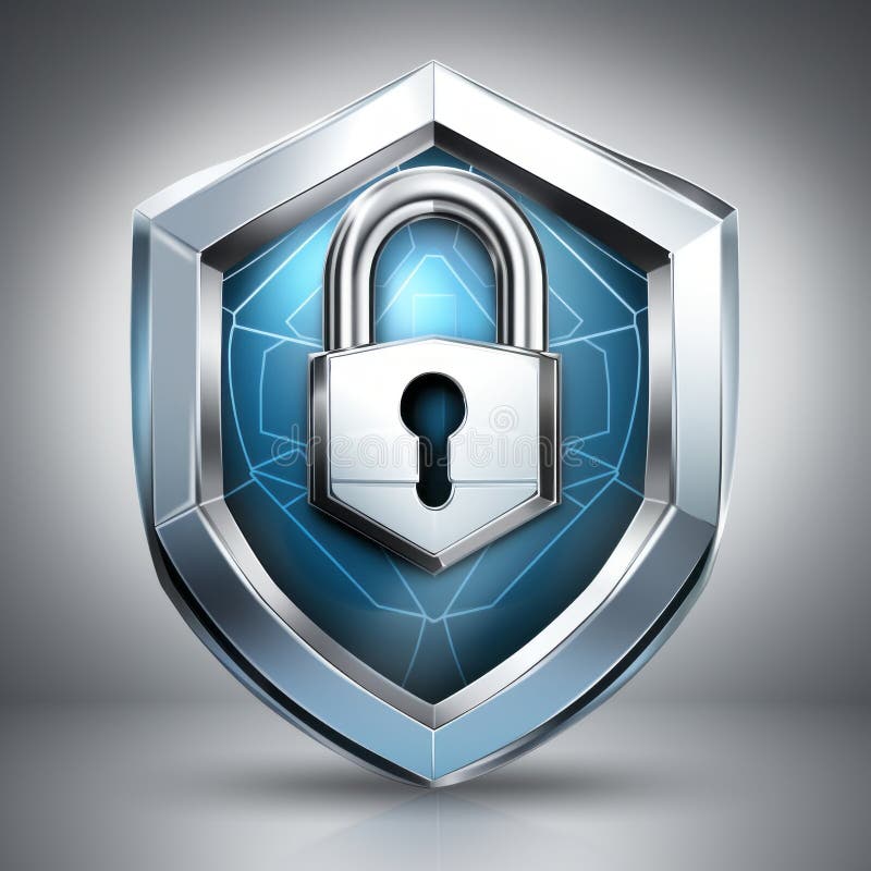 An Illustration of a Shield with a Padlock on it Stock Illustration ...