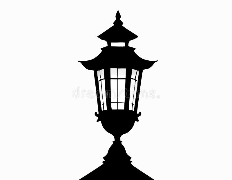 Illustration of a Shining Lamp Post in the Dark. Stock Vector ...