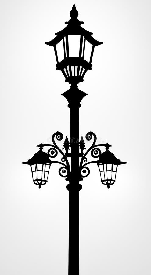 Illustration of a Shining Lamp Post in the Dark. Stock Vector ...