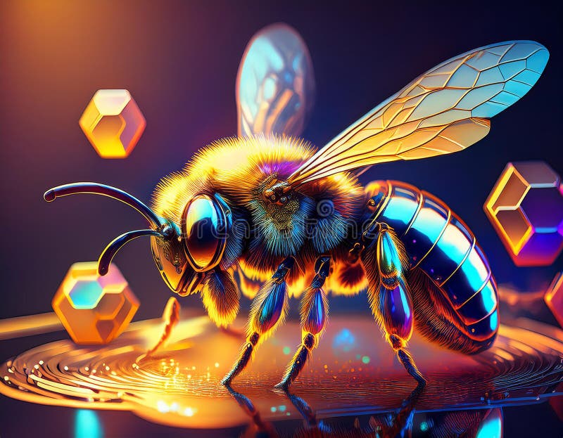 Illustration of Shiny Honey Bee Stock Illustration - Illustration of ...