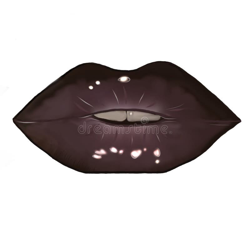 Illustration of Shiny Lips. Drawing of Purple Lips with Highlights ...