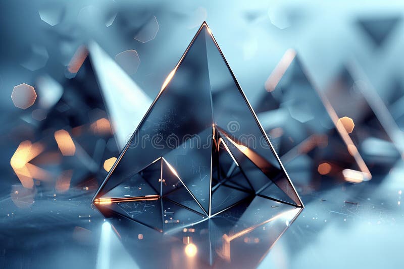 Illustration of Shiny Triangles on the Blue Background, High Quality ...