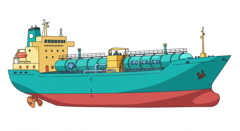 Llustration of a Ship with a Yellow Superstructure and Green Hull ...