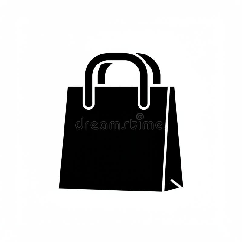Illustration of a Shopping Bag Icon in Black and White Stock ...