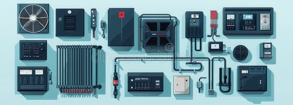 Illustration of Industrial Control System Components Stock Photo ...