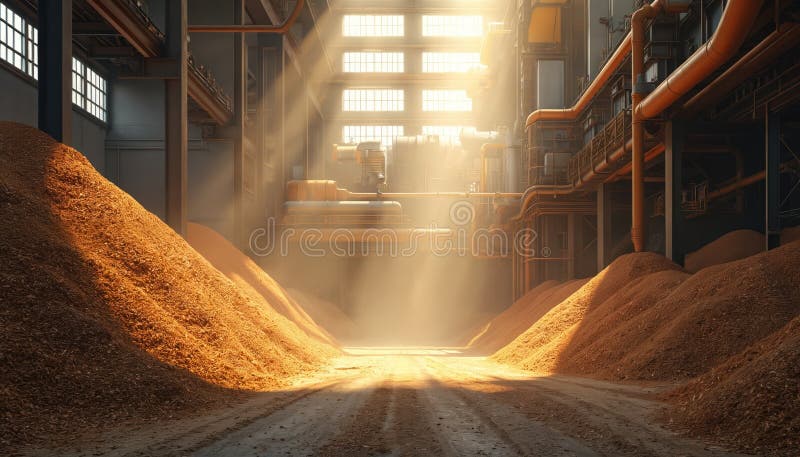 Illustration Showcases Biomass Processing Facility Interior. Image ...