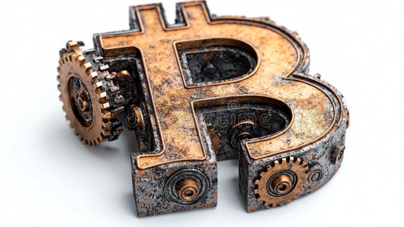 Illustration Showcases Bitcoin Symbol Made Brass and Copper Featuring ...
