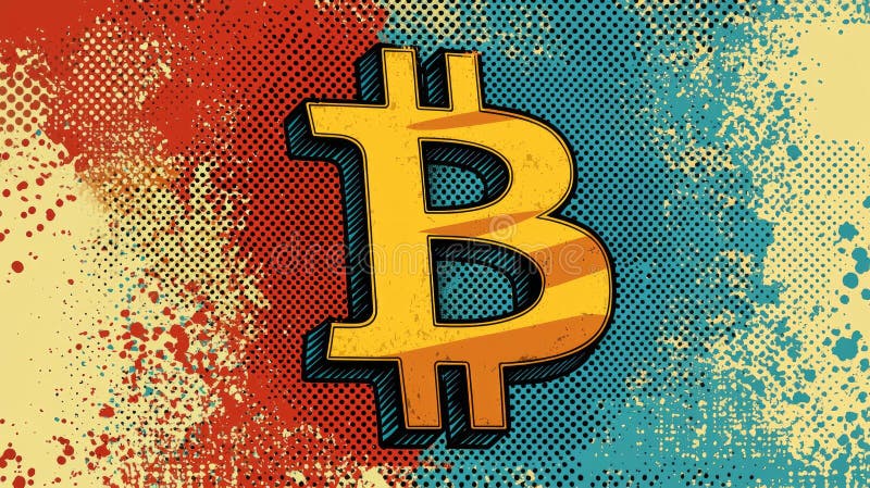 Illustration Showcases Bitcoin Symbol Vivid Colors Bright Background ...