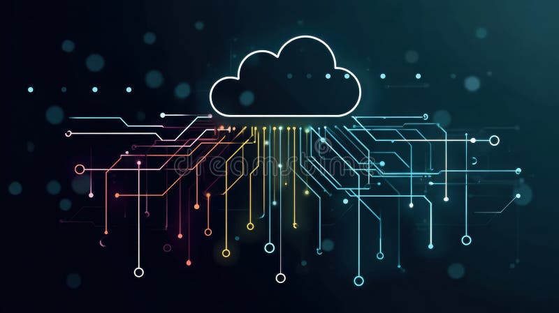 Cloud Icon Featuring a Brain Core Design with Glowing Circuits ...