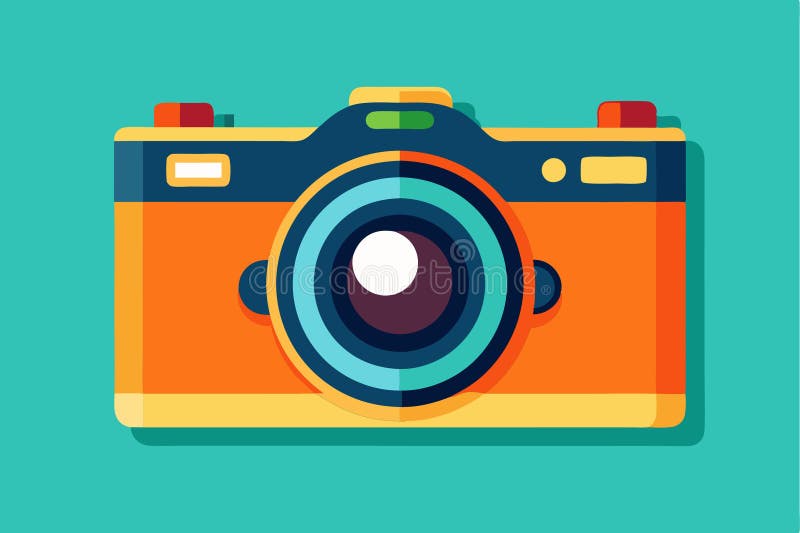 This Illustration Showcases a Colorful, Flat Design Camera Set Against ...