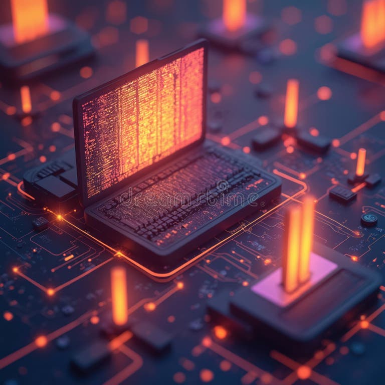 Illustration Showcases Computer Script on Abstract Screen for Software ...