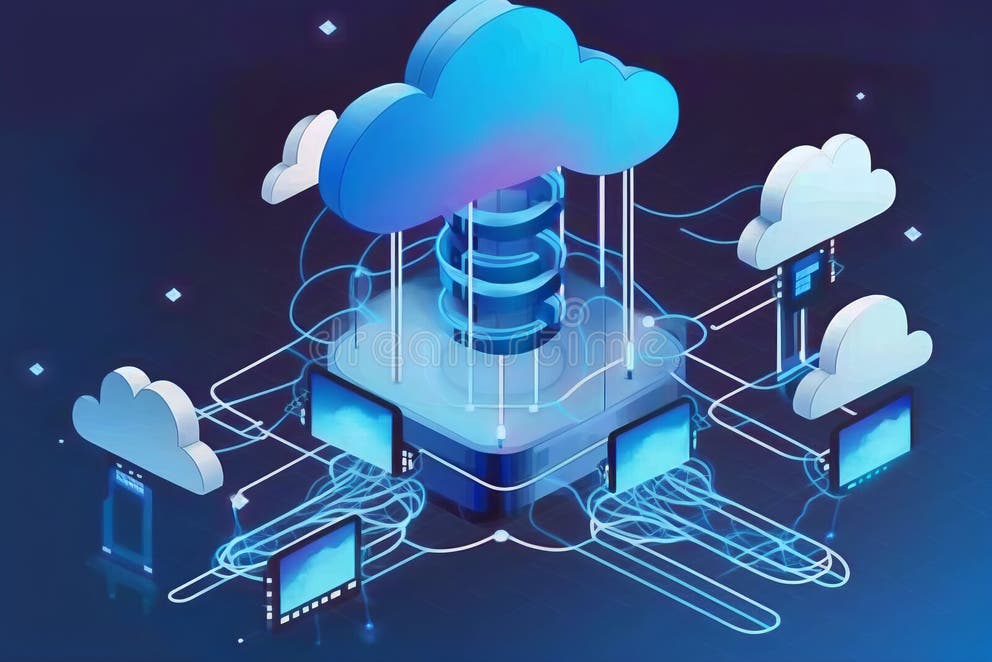 Cloud Computing Data Transfer Network Stock Illustration - Illustration ...