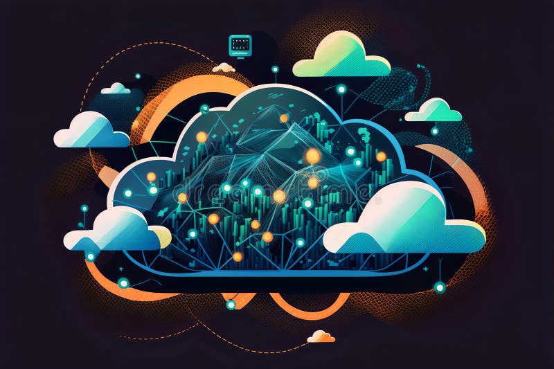 Cloud Computing Data Transfer Network Stock Illustration - Illustration ...