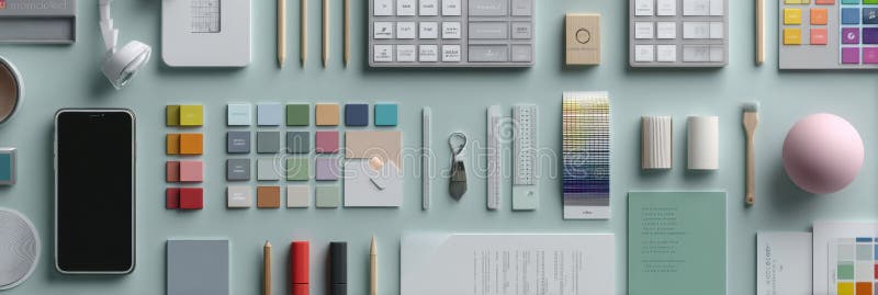 Creative Process Illustration Featuring Design Tools, a Moodboard, and ...