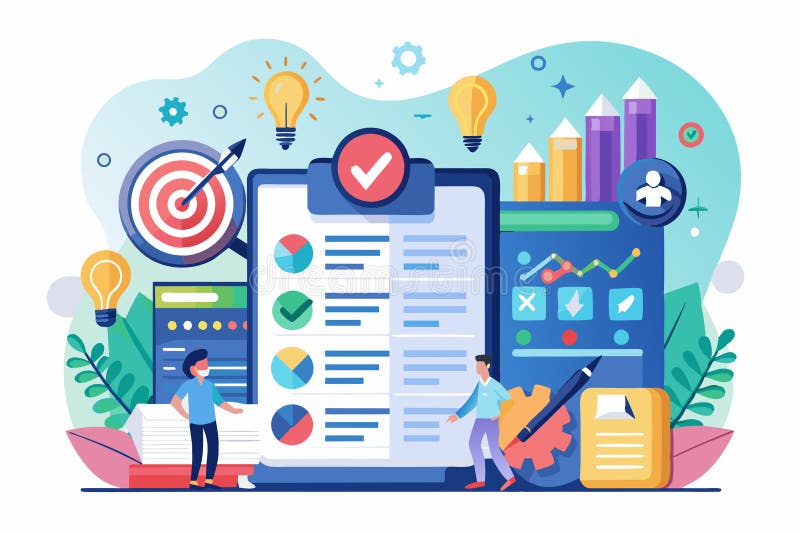 This Illustration Showcases a Customizable Business Plan with Charts ...