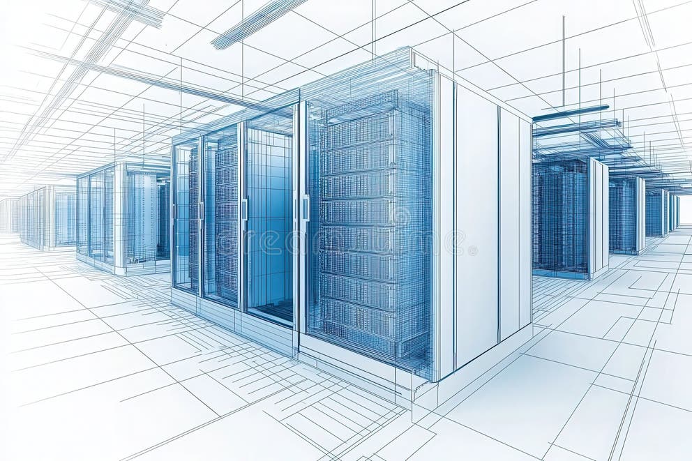 Data Center Layout Design with Digital Server Racks in a Modern ...