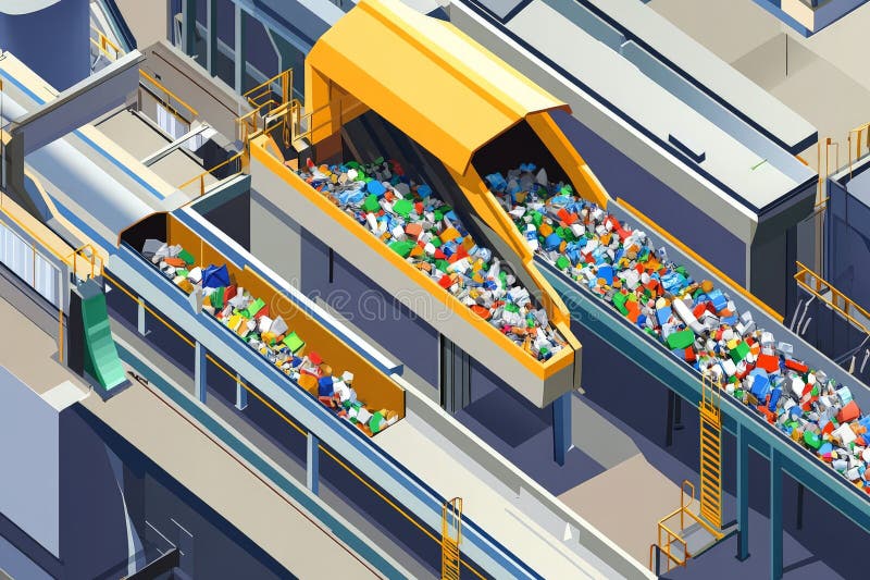 Recycling Facility Sorting Conveyor Line Stock Illustration ...