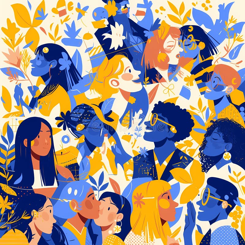 A Diverse Group Comes Together Stock Illustration - Illustration of ...