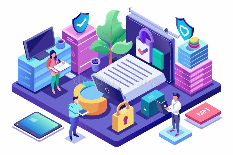 This Illustration Showcases Diverse Individuals Interacting in a Secure ...