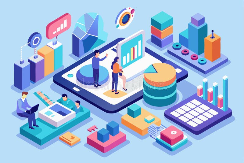 This Illustration Showcases Diverse Professionals Engaging in Data ...