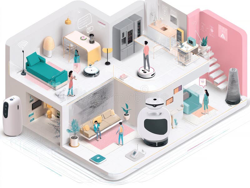 Illustration Showcases Future Smart Home Integration with a Central Hub ...