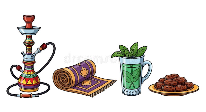 Middle Eastern Delights: a Vibrant Still Life Composition of Hookah ...