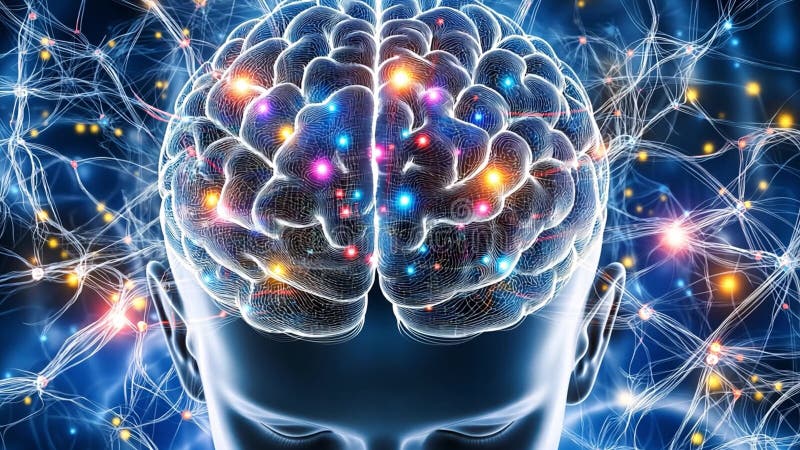 An Artistic Representation of a Human Brain Connected To a Network of ...