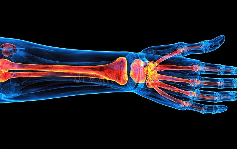 Detailed Anatomical Illustration of a Human Arm Showing Bones and ...