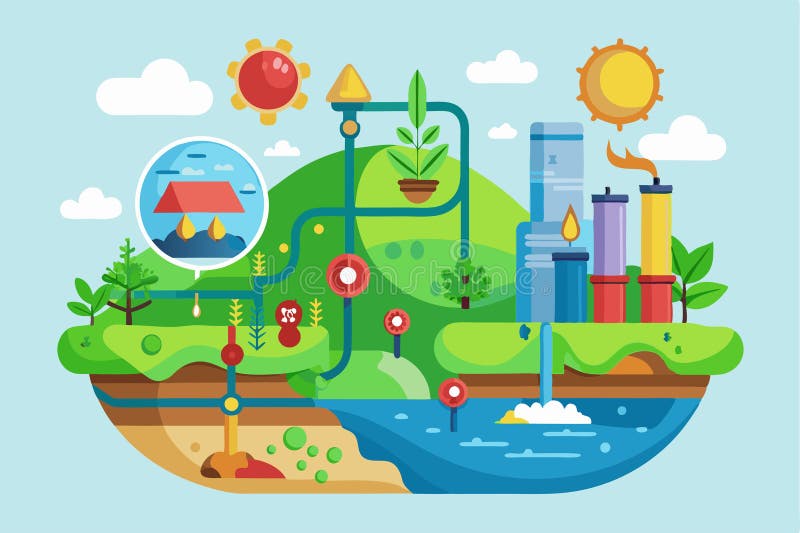 The Illustration Showcases the Nitrogen Cycle, Highlighting Various ...